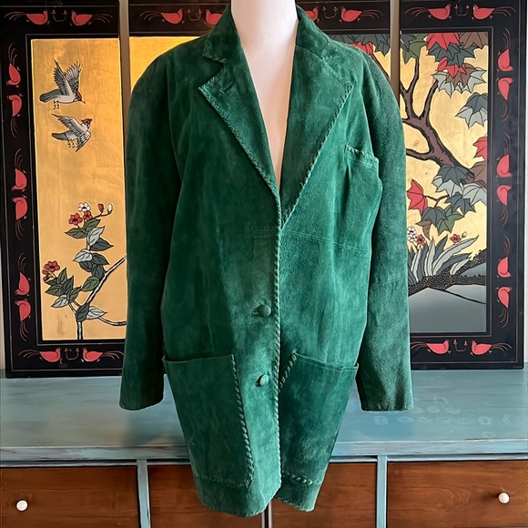 Vintage | Jackets & Coats | Vintage Green Leather Jacket | Poshmark